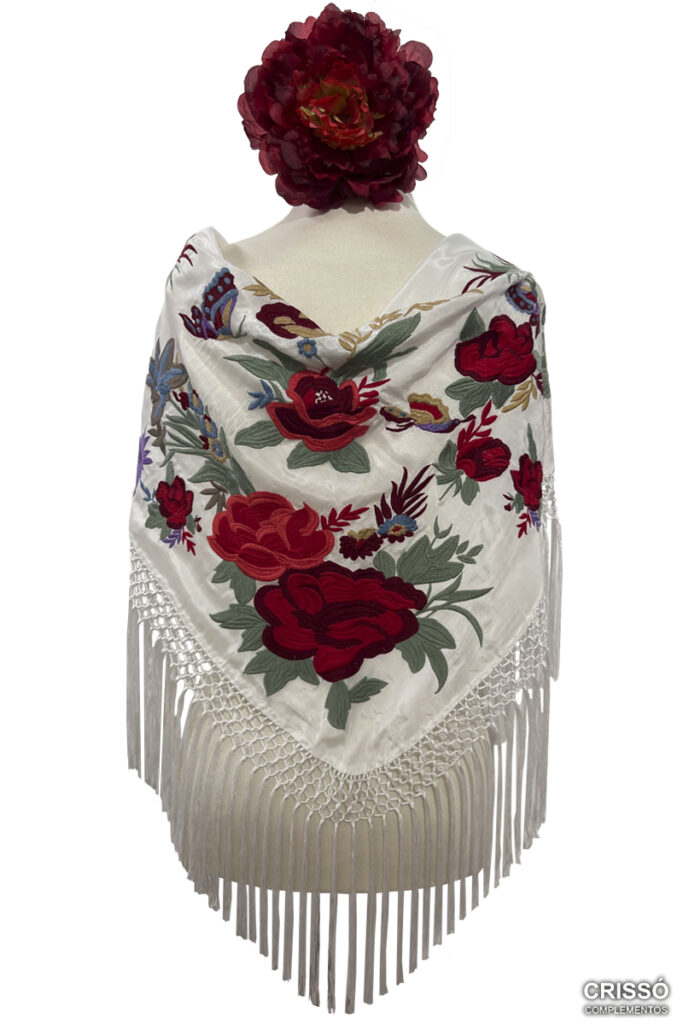 MANTÓN ANASTASIA BLANCO ALGODÓN - Crissó Complementos